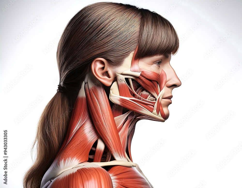 detailed anatomical illustration human neck muscles showcasing ...