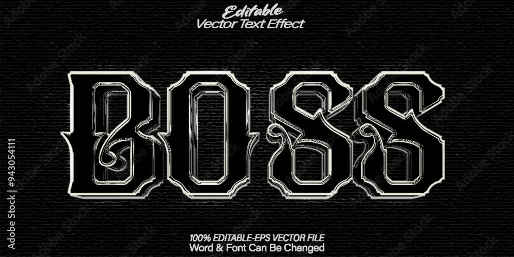 Boss Vector Text Effect Editable Alphabet Mafia Gangster Criminal Stock ...