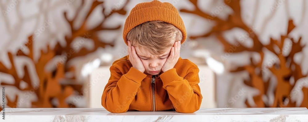 Child crying in a crowded place, overwhelmed by noise and people ...