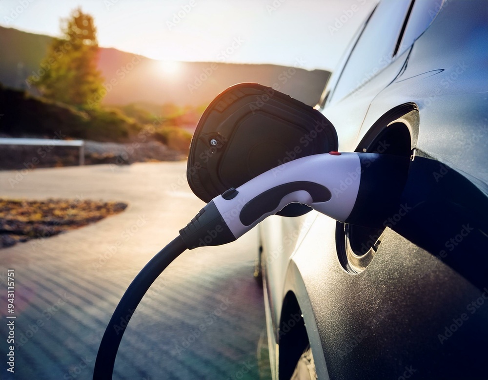 EV charger plug from public charging station for electric vehicle ...