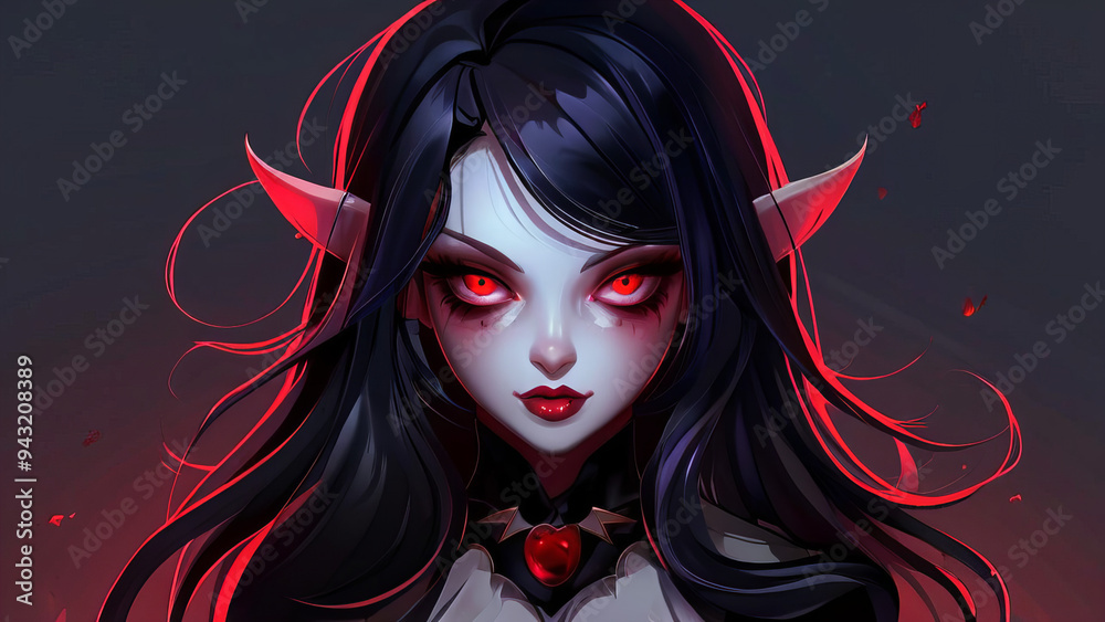 VTuber Model: Vampire Girl, Fully Rigged for Professional Use 素材庫插圖 ...