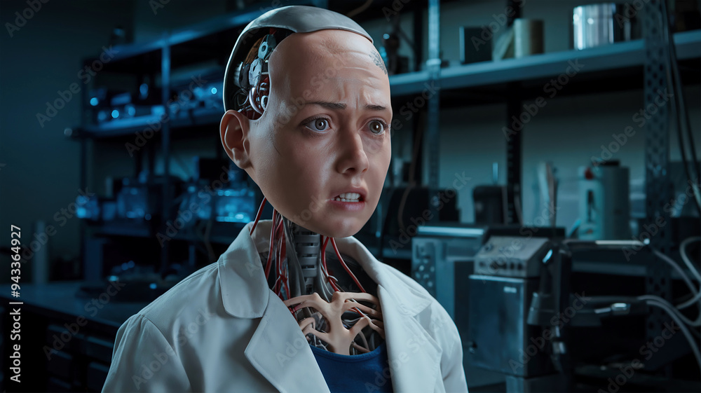 Ilustración de Stock A cinematic photo of a robotic android with a ...