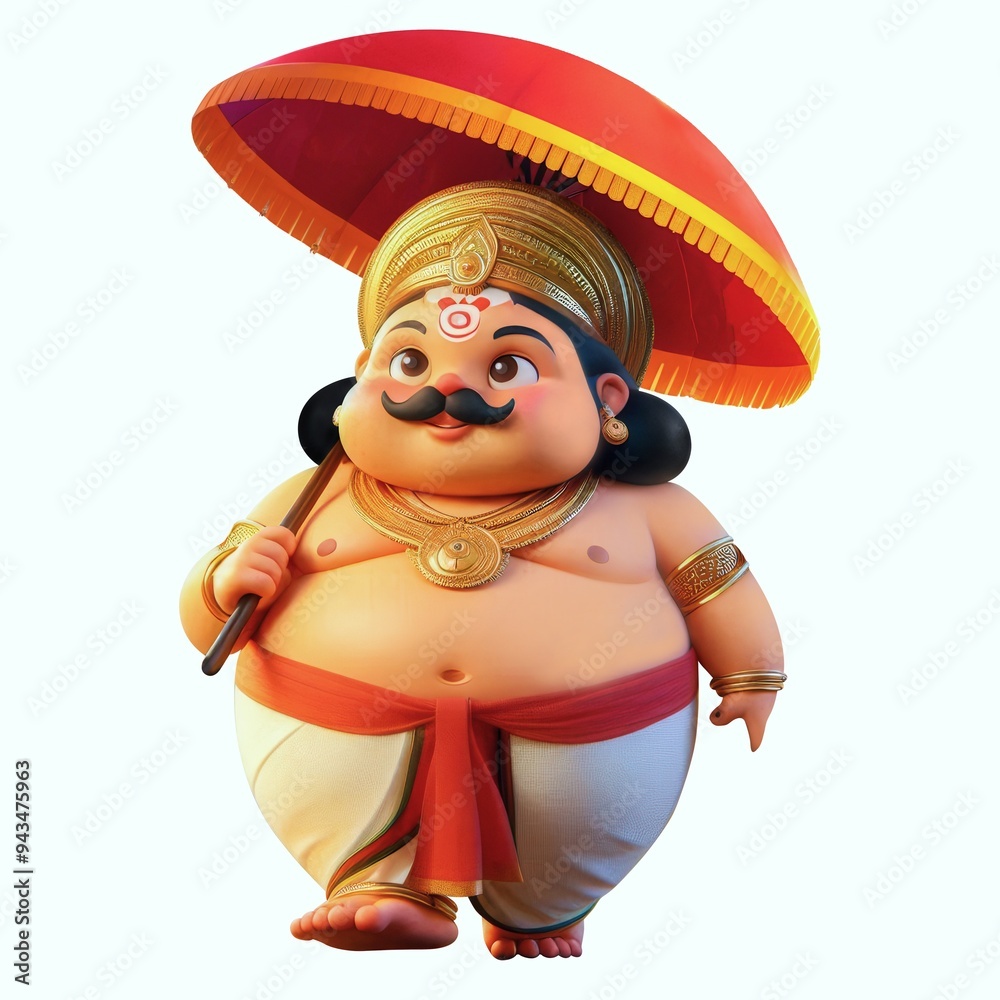 King Mahabali or Maveli 3D character for Kerala Onam Festival, Isolated ...