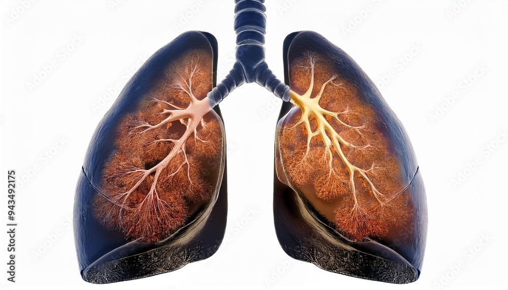 lungs with fluid buildup causing obstruction illustrating pulmonary ...