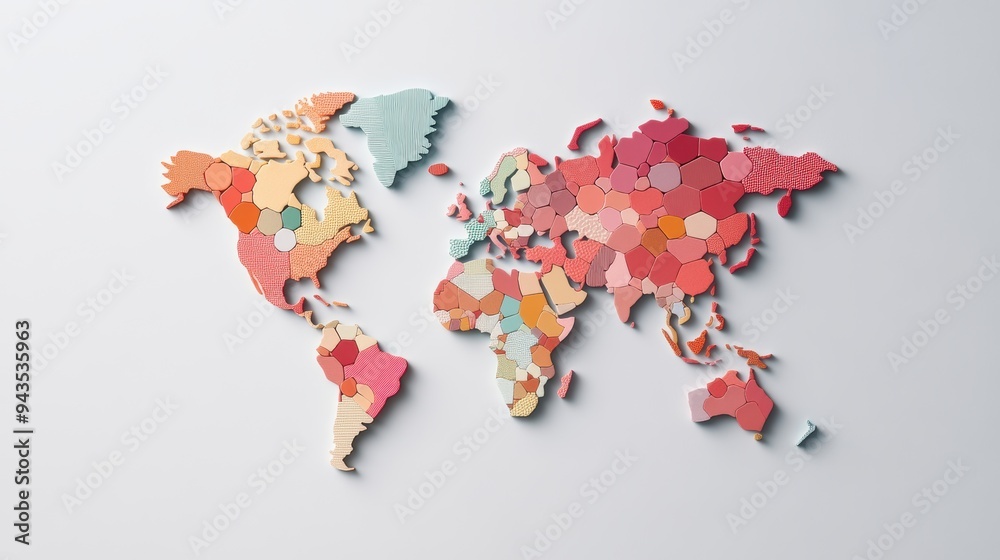 Ilustración de Stock World Map with Language Distribution, A map ...