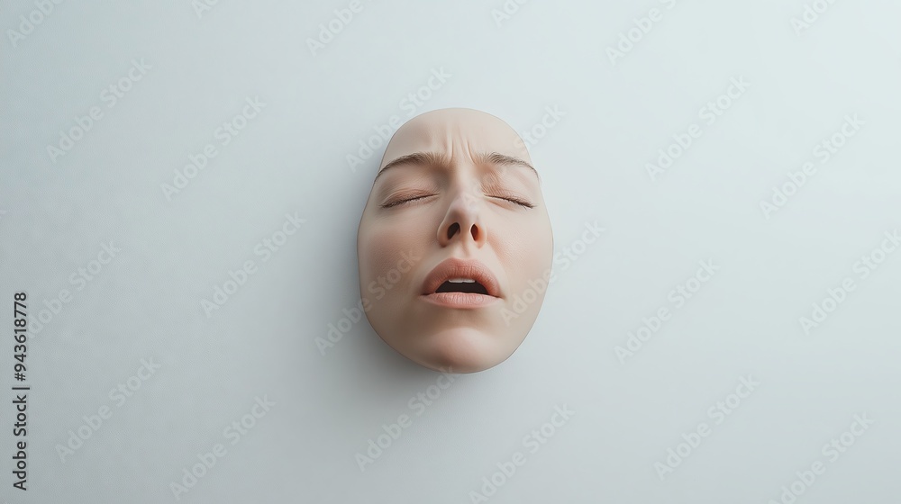 Surreal face emerging from a flat surface, symbolizing entrapment and ...