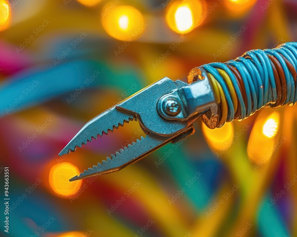 Wire cutter snipping through electrical wires, with a focus on ...
