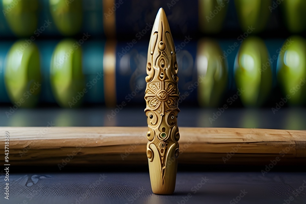 whimsical cucumber, transformed into a magical wand, with intricate ...