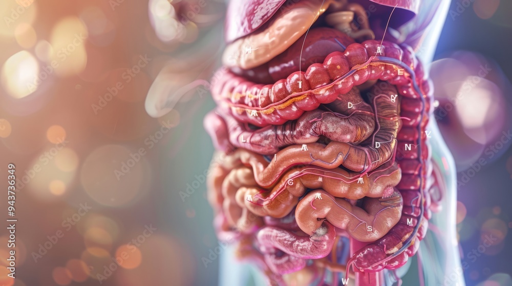 Digestive system with labeled organs Stock Illustration | Adobe Stock