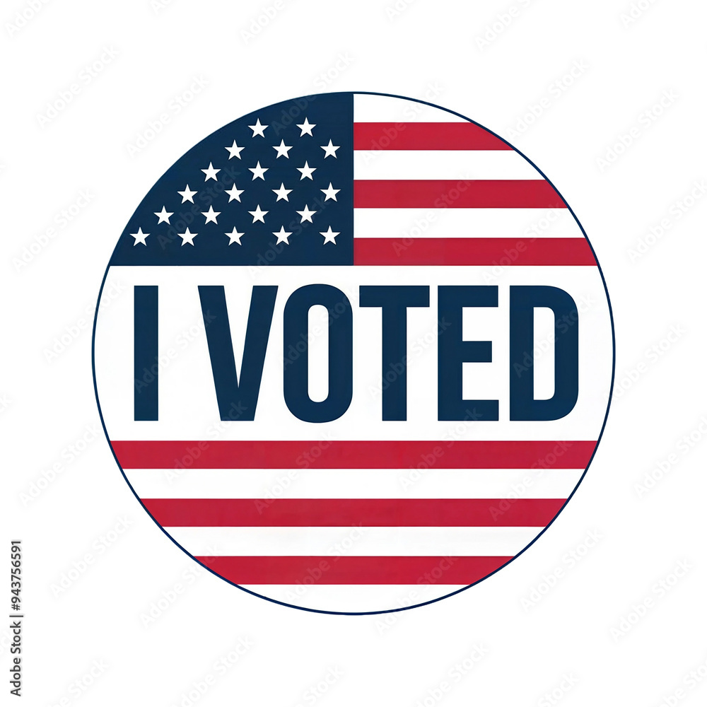 I Voted sticker with american flag on transparent background Stock ...
