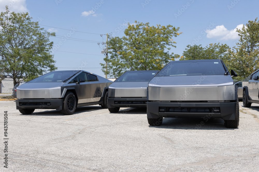 Tesla Cybertruck display at a dealership. Tesla offers the Cybertruck ...