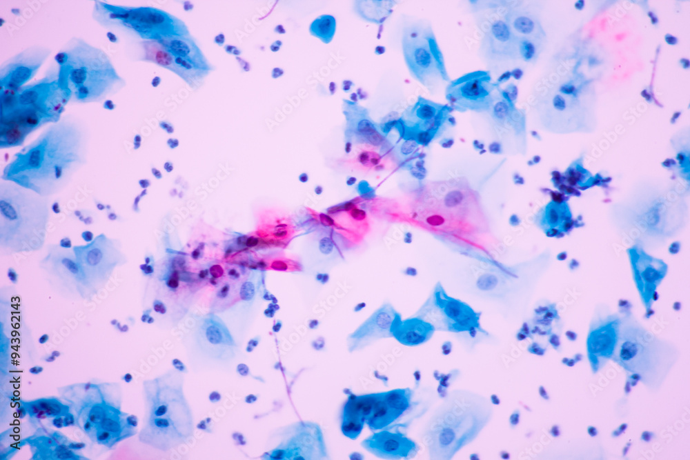 Foto de Stock View in microscopic of Candidiasis, fungus infection ...