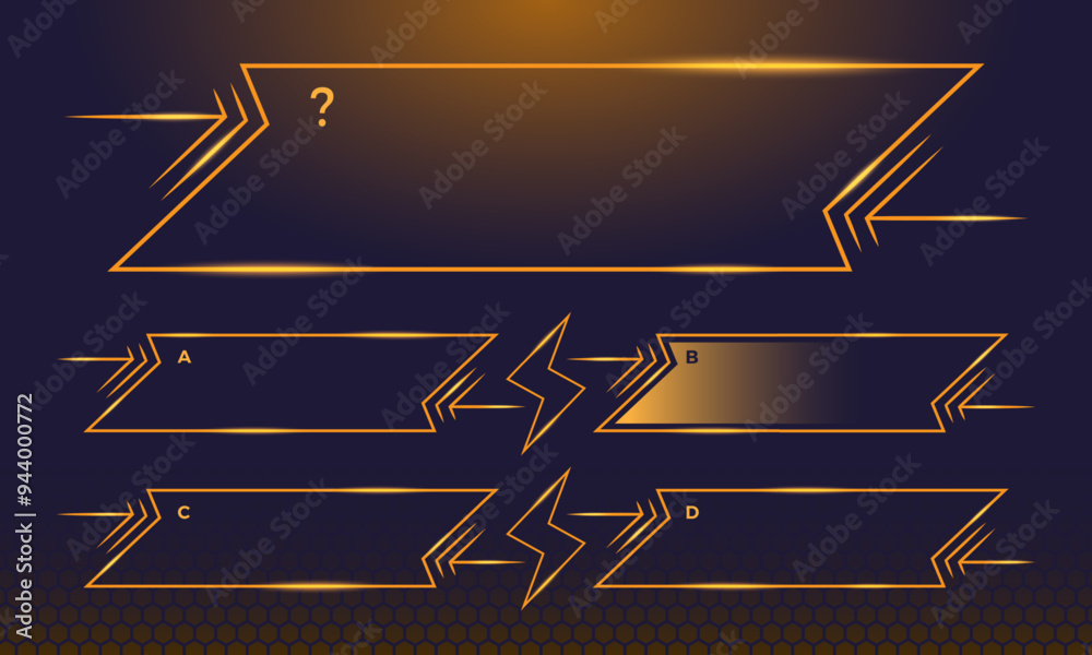 Quiz Game Blizzard Shape Neon Frame UI. Intellectual Challenge Game ...