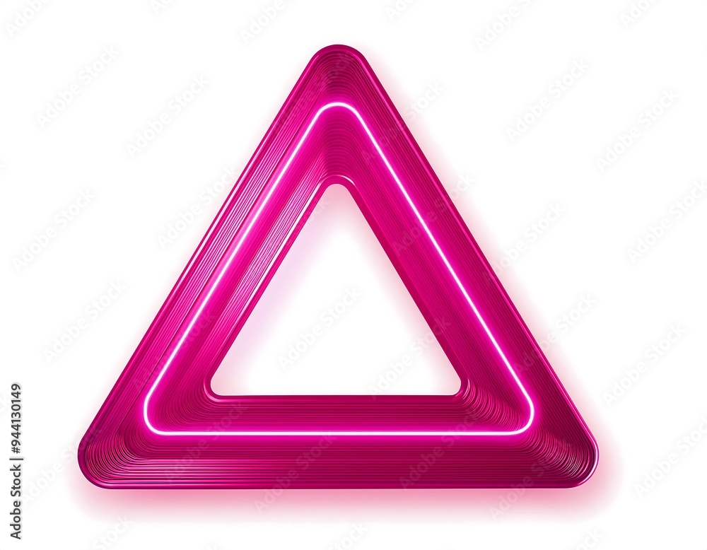 vector realistic isolated neon sign pink triangle frame template layout ...