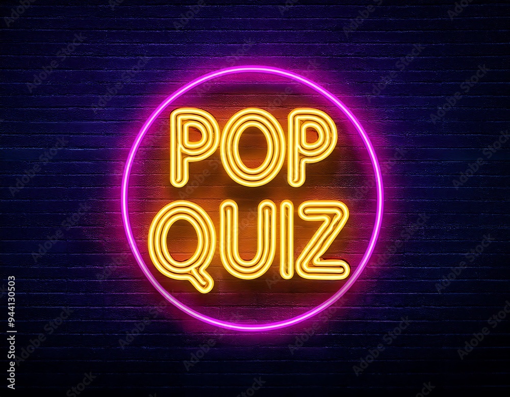 vector realistic isolated neon sign pop quiz logo template decoration ...