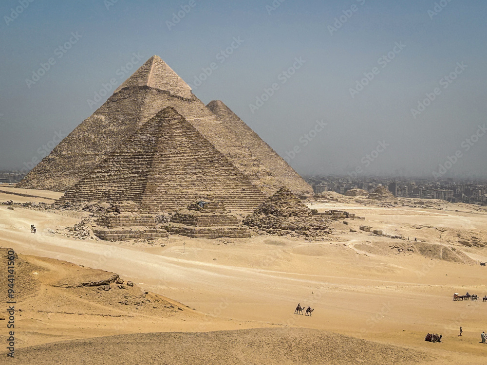 Ancient Pyramids of Giza, iconic Egyptian landmarks and tombs of ...