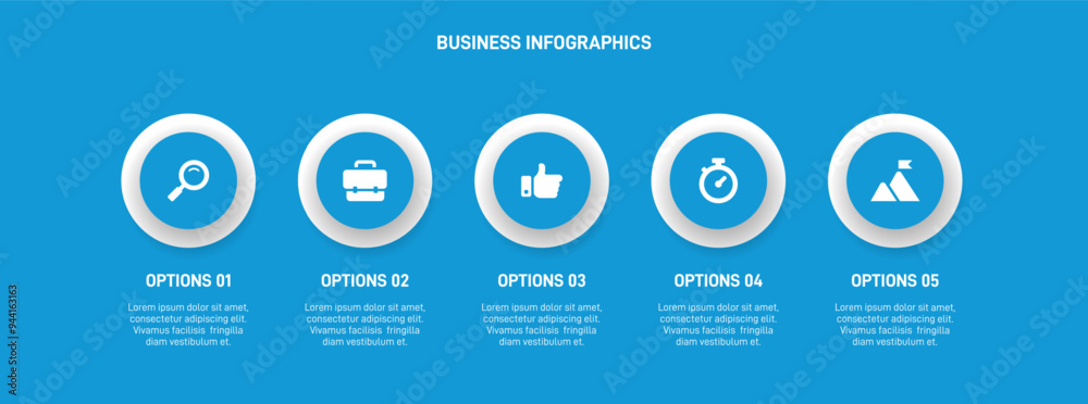 Horizontal progress bar featuring 5 arrow-shaped elements, symbolizing ...