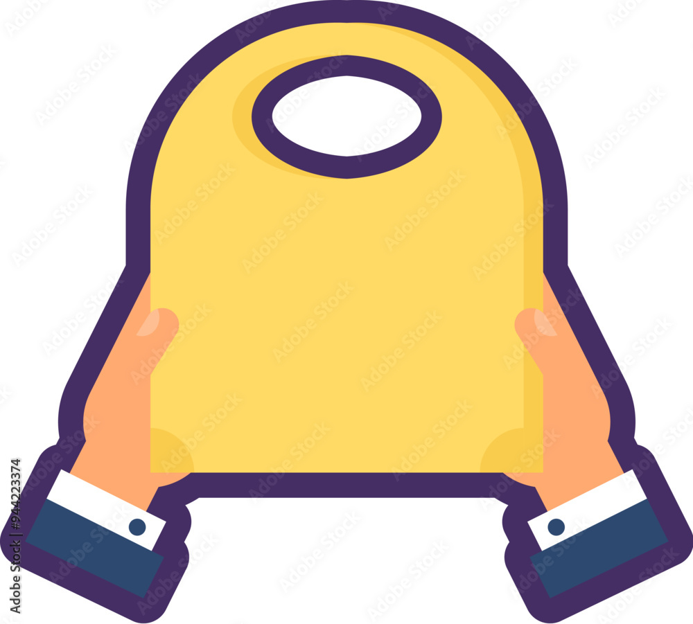 Hands holding yellow package with order. Prompt courier delivery ...