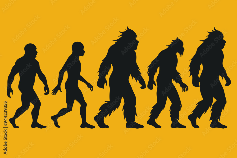 An array of Bigfoot silhouette illustrations showcasing different ...