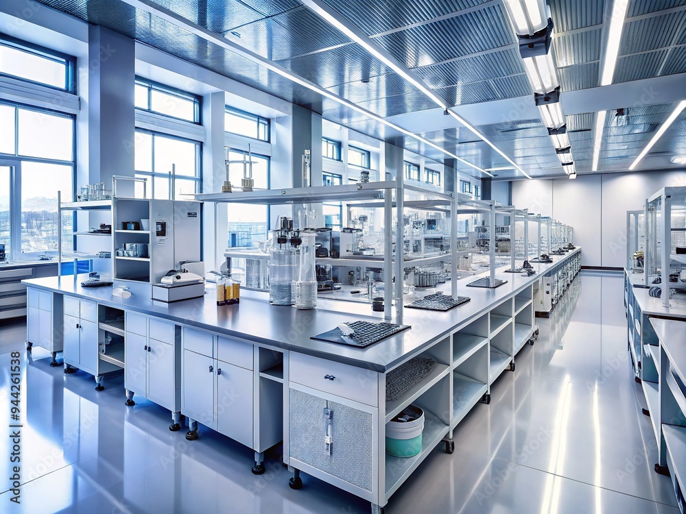 State-of-the-art laboratory equipment and modern machinery line the ...