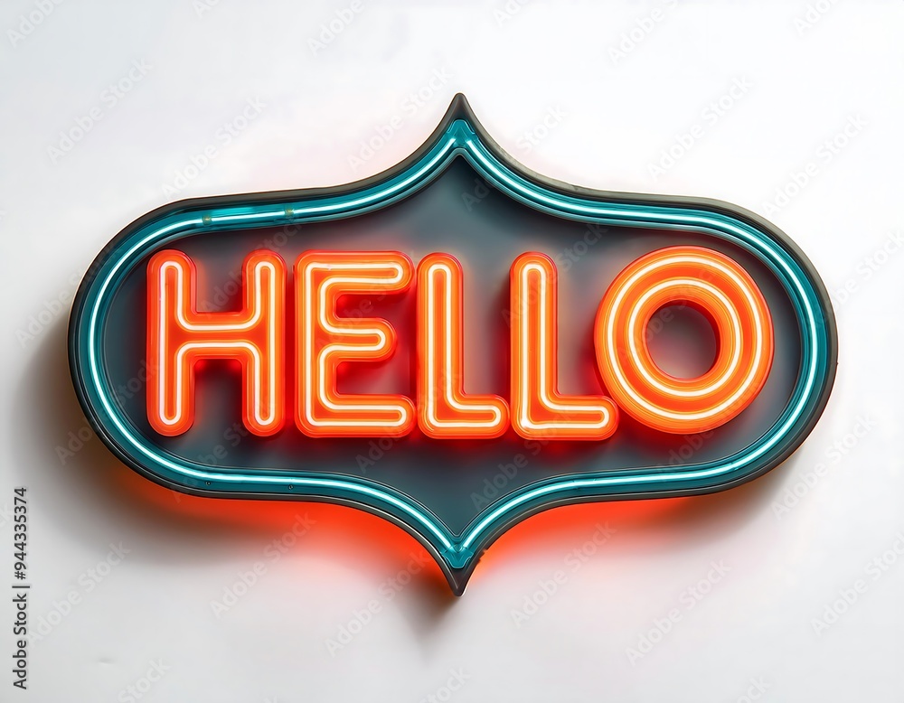 vector realistic isolated neon sign hello logo invitation decoration ...