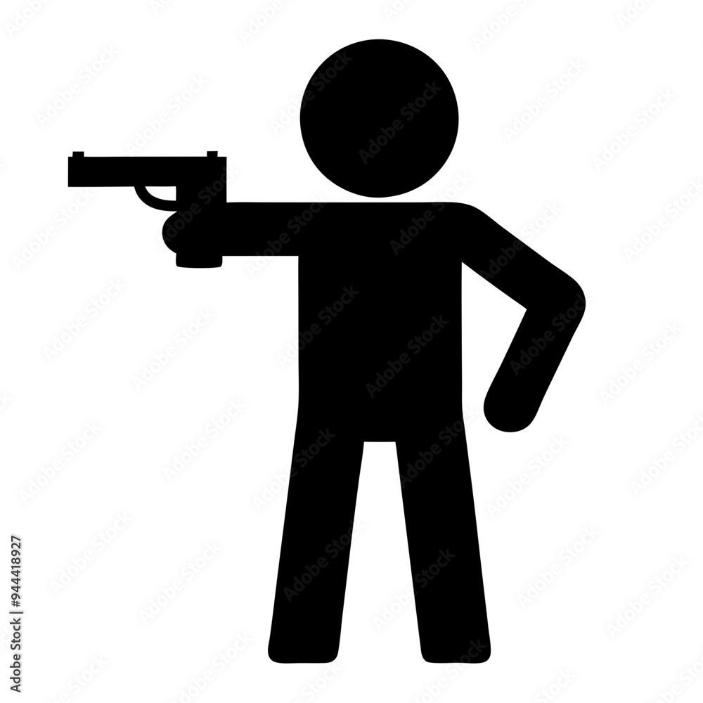 Stick Figure Holding Gun Vector Illustration Representing Violence or ...