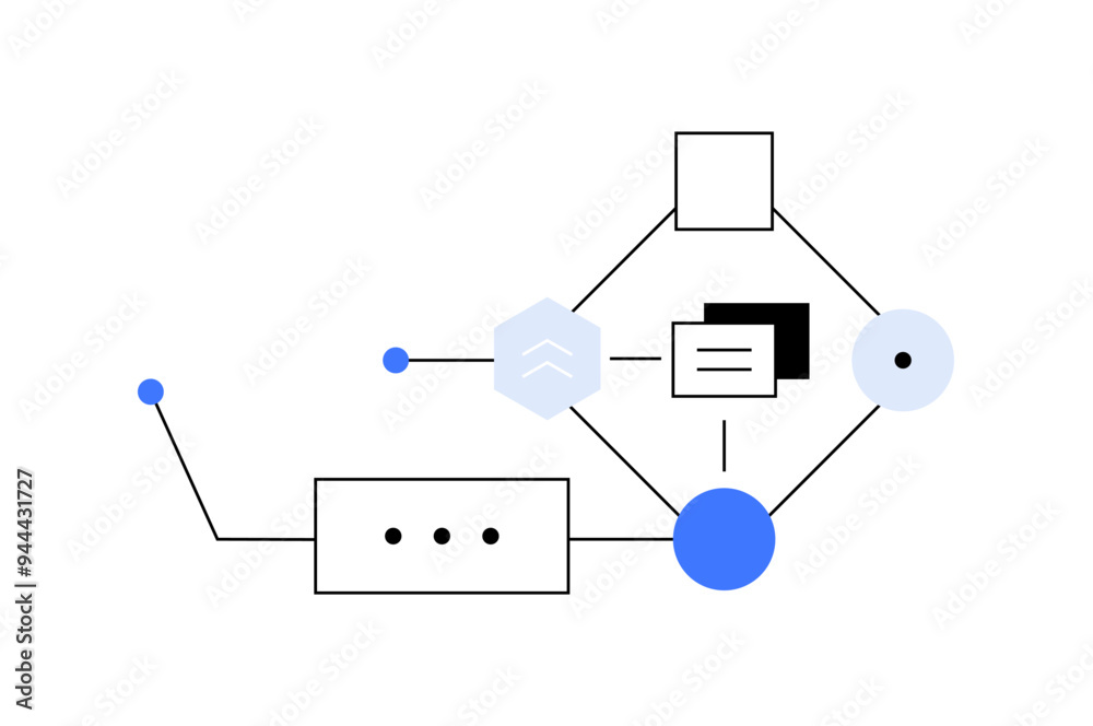 Flowchart With Blue Black Elements Representing Process Flow Operation Sequence Useful In