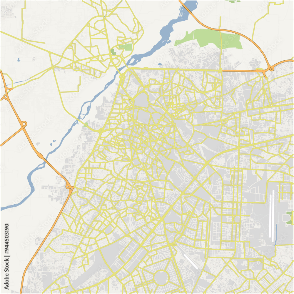 Road map of Lahore in Pakistan. Contains layered vector with roads ...