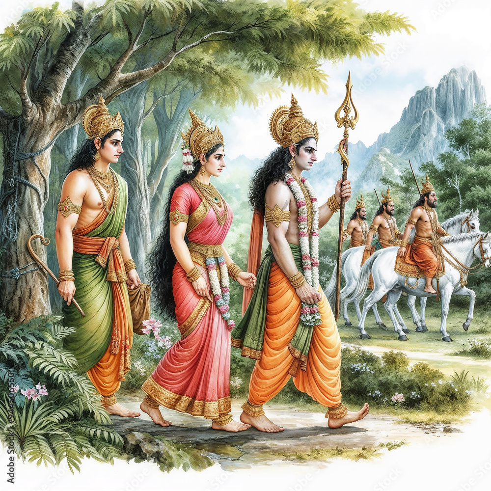 Watercolor Lord Shree Ram with Sita background image Stock Illustration ...