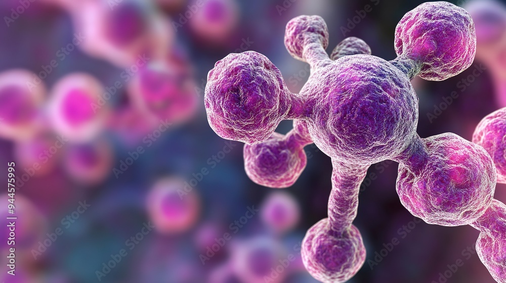 Close up of Pneumococcus invading human body. Gram-positive bacteria ...