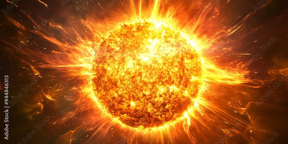 a nuclear fusion process, with hydrogen atoms combining to form helium ...