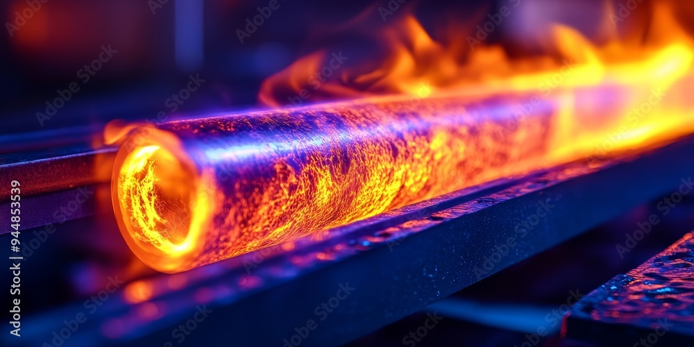 heat transfer through a metal rod, with infrared imaging showing ...