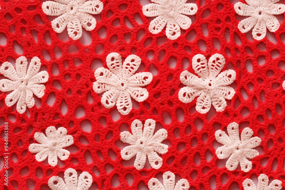 Cotton broderie anglaise texture. Red lace fabric featuring white ...