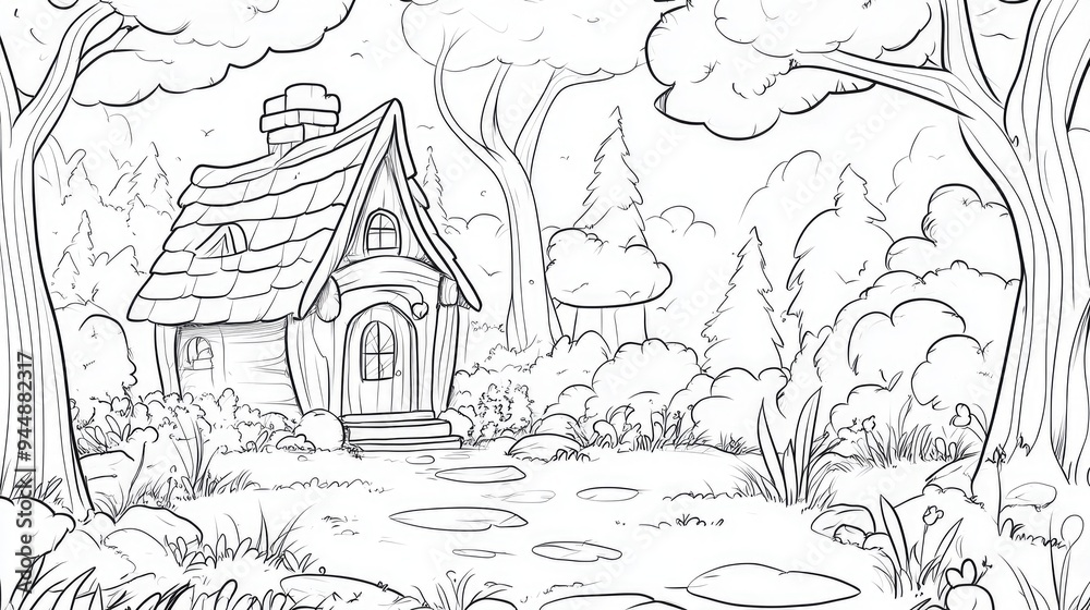 2D cartoon style coloring page illustration for kids Stock Illustration ...