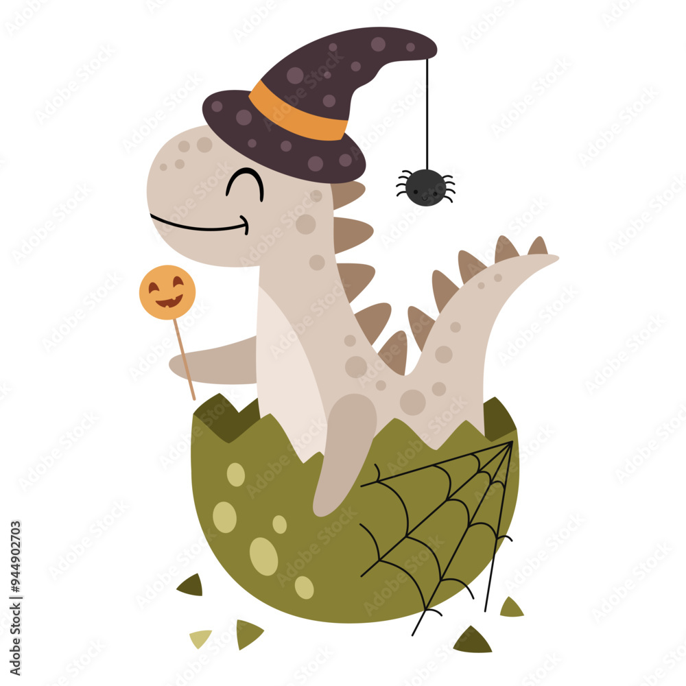 Halloween dinosaur clipart. Cute dinosaur clipart in cartoon flat style ...