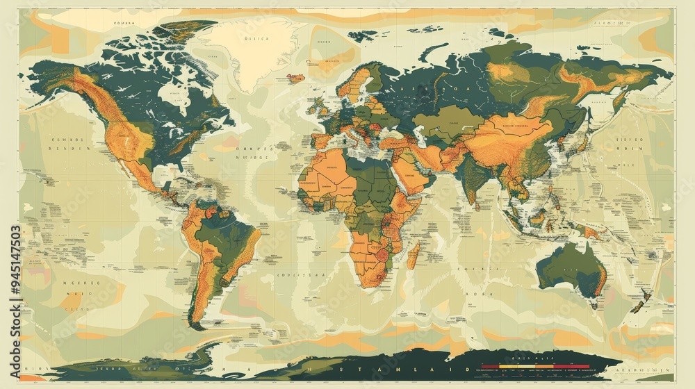 A world map featuring climate zones with color-coded regions. The map ...
