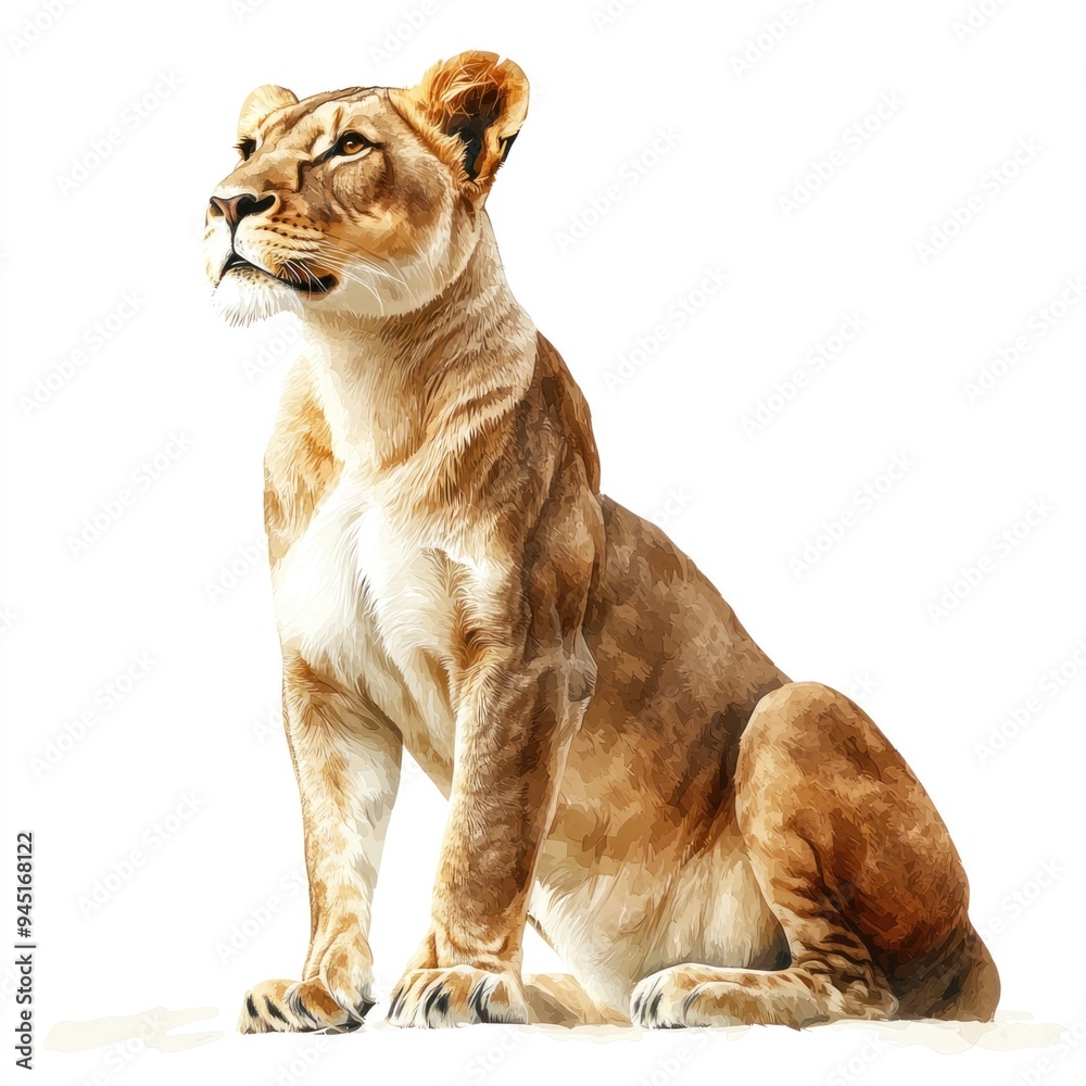 A realistic high-resolution photo of a majestic lioness watching over ...