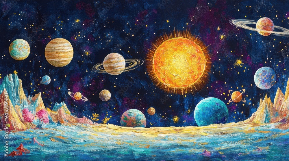 A set of round space planets of the solar system and Earth,sun the Moon ...