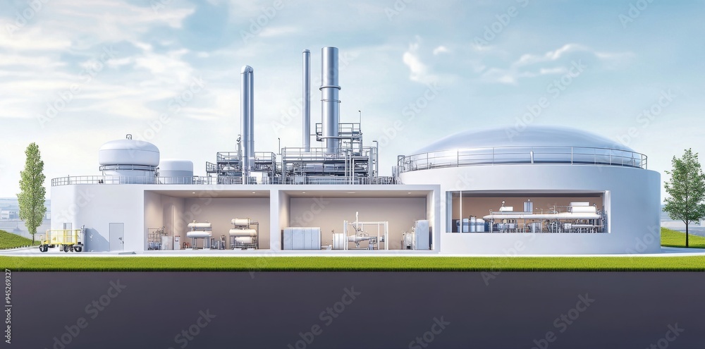 Cross-section diagram of a biogas plant highlighting the methane gas ...