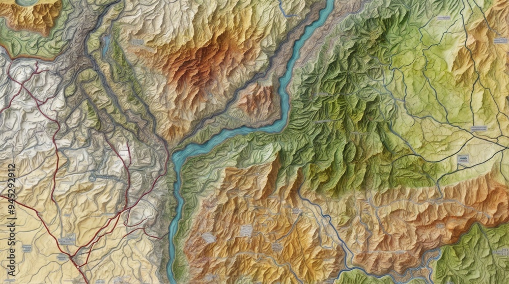 Ilustração GIS geodata mapping concept featuring a detailed, layered ...