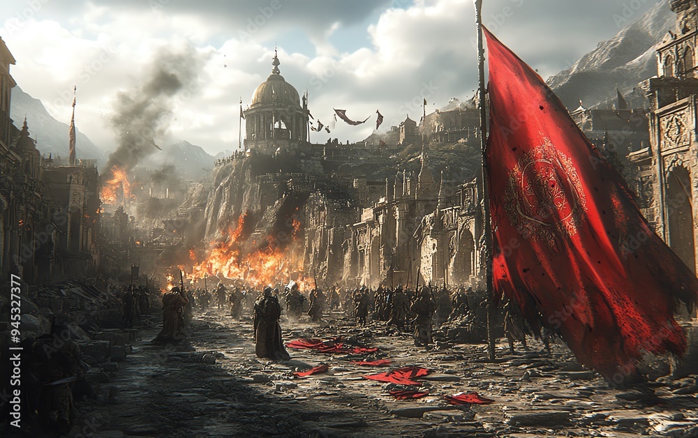 Ultrarealistic 4K image of a war driven by religious tensions Stock ...
