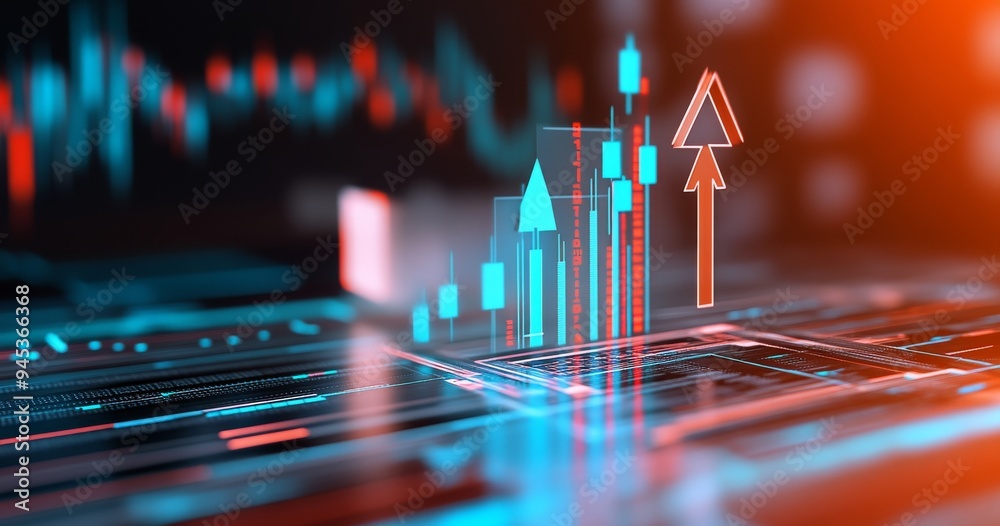 Stock Market Graph with Arrows Pointing Upwards Indicating Upward Trend ...