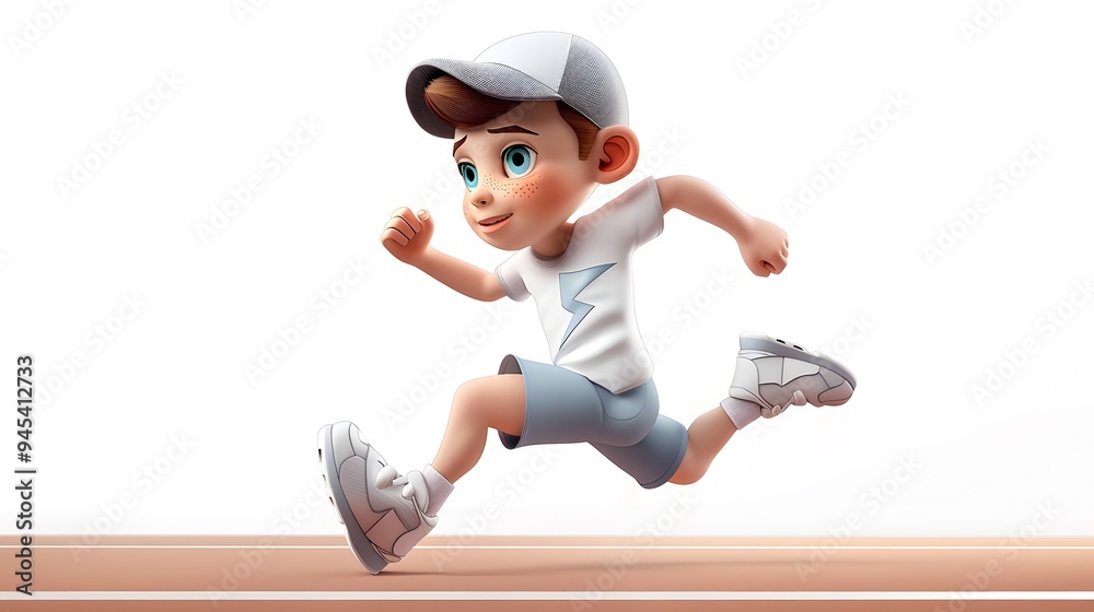 Cartoon little man running exercise Stock Illustration | Adobe Stock