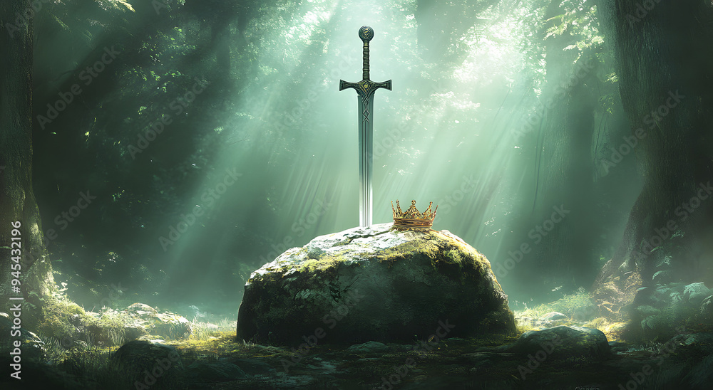The Sword in the Stone Excalibur Stuck into an Altar, Evoking the ...
