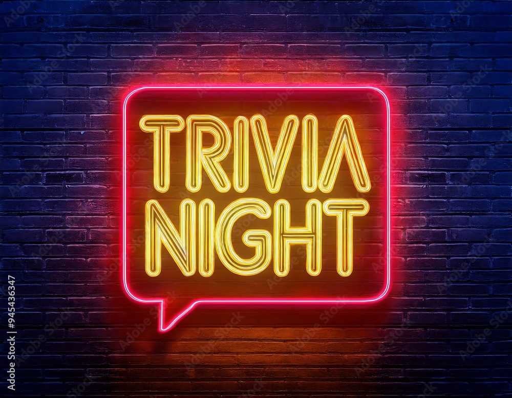 vector realistic isolated neon sign trivia night logo decoration ...