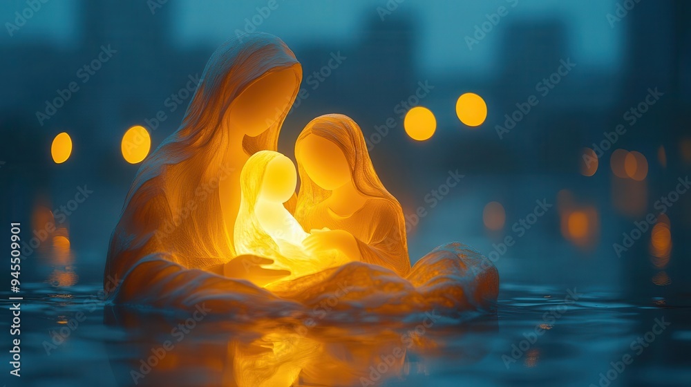 modern nativity scene stylized holy family in contemporary setting soft ...