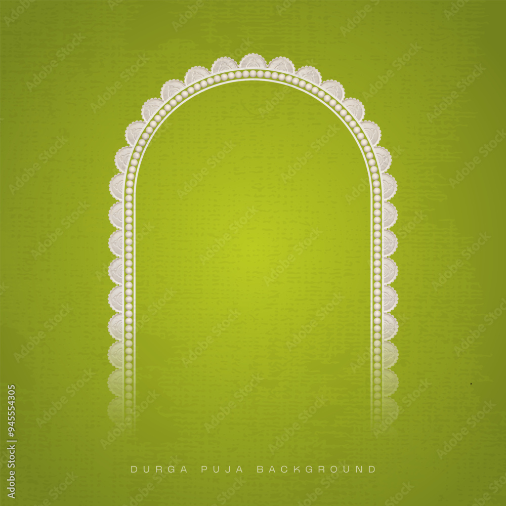 Vetor Durga Puja Banner with Arch, Decorative Frame, and Festive Border ...