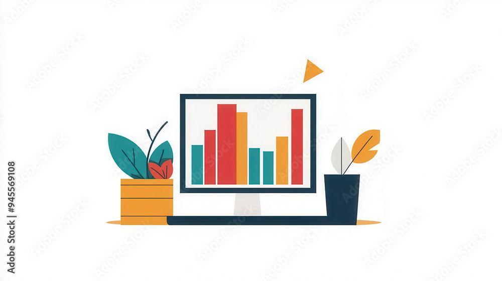 Investment portfolio analytics flat design, side view, finance theme, animation, Complementary ...