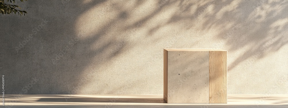 Product display stand featuring a square box design with wood and ...