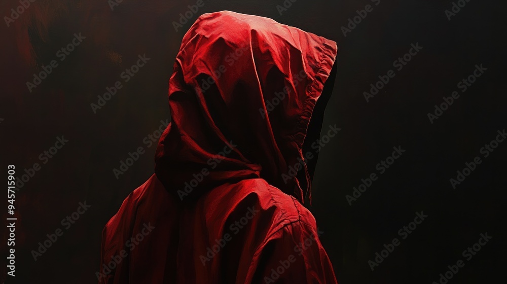 Red jacketed figure with concealed identity, shrouded in mystery. The ...